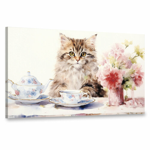 Интерьерная картина 100х60 "Кот и его хороший вкус"