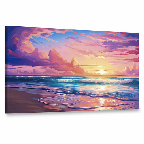 Интерьерная картина 100х60 "закат у моря"