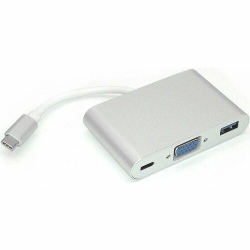 Адаптер VB Parts Type-C на VGA, USB 3.0 + Type-С для MacBook серебристый