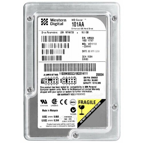 Жесткий диск Western Digital WD101AA 10.1Gb 5400 IDE 3.5" HDD