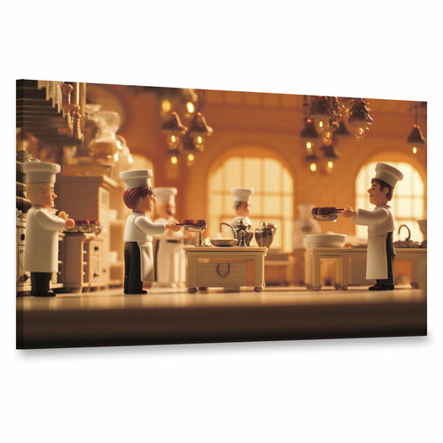 Интерьерная картина 100х60 "Лего человечки на кухне"