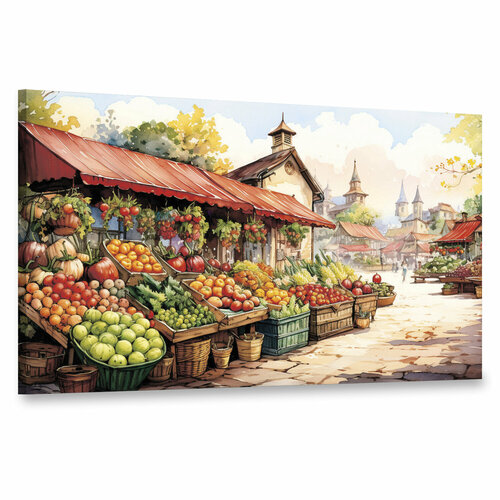Интерьерная картина 100х60 "Овощной рынок"