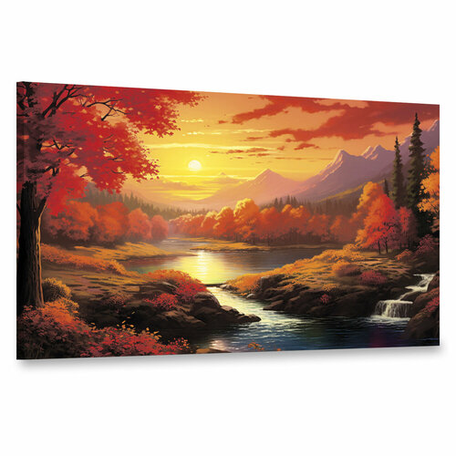 Интерьерная картина 100х60 "Осенний пейзаж с листвой"