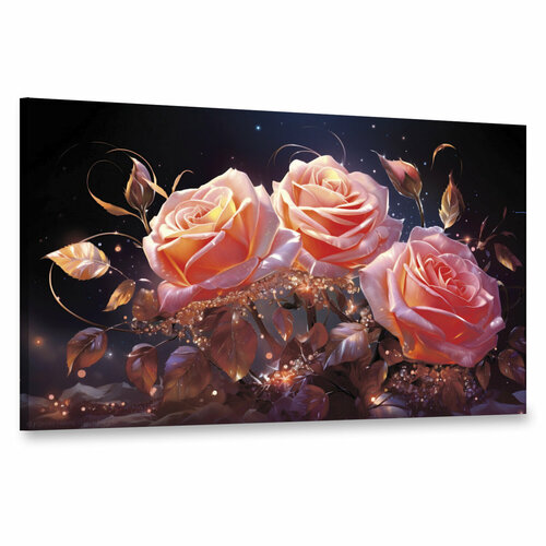 Интерьерная картина 100х60 "Розы в волшебстве"