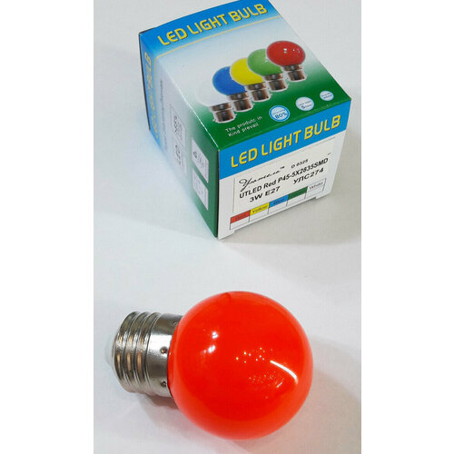 Лампа светодиодная красная P45 3Вт E27 Red Уютель D0325