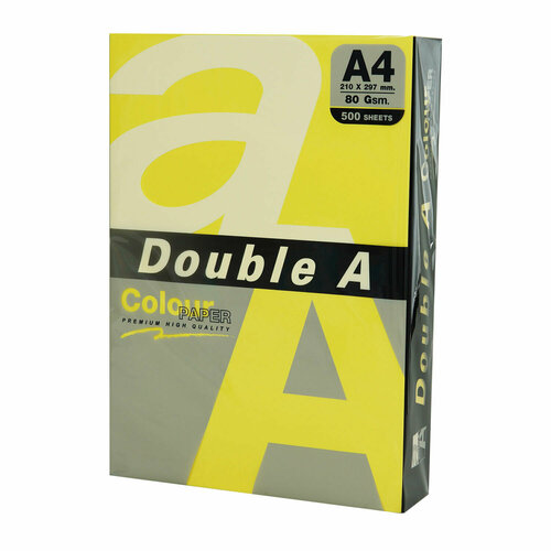 Бумага цветная DOUBLE A, А4, 80 г/м2, 500 л, интенсив, желтая В комплекте: 1шт.