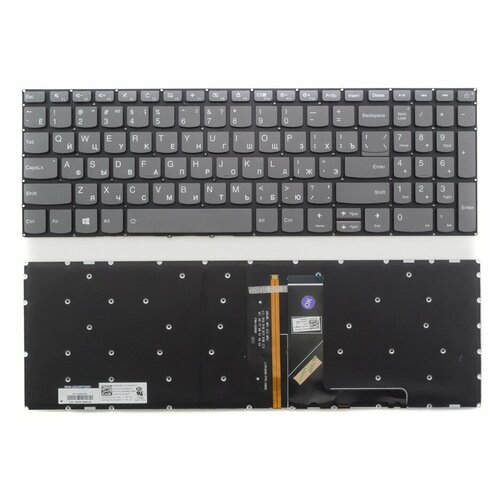 Клавиатура для ноутбука Lenovo IdeaPad 320-15ABR, Русская, серая без рамки, с подсветкой