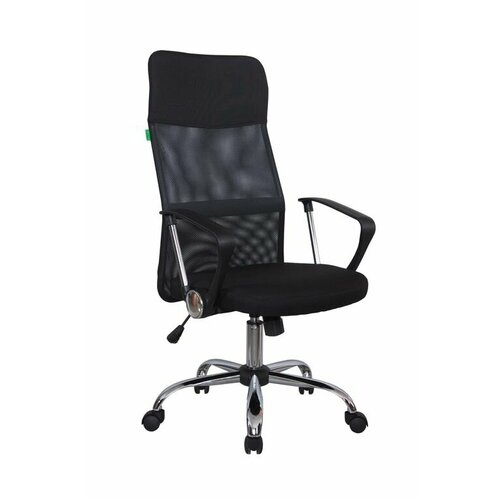 Компьютерное кресло Riva Chair 8074 (подголовник - экокожа) Чёрная ткань/ Чёрная сетка