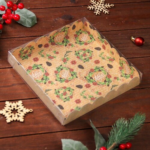 Коробка для печенья "Рождественская почта", 18х18х3
