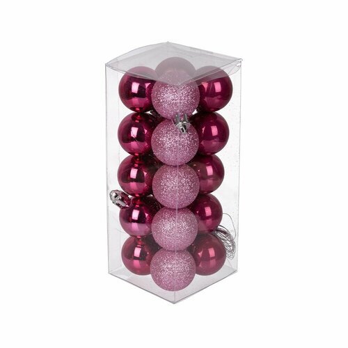 Набор елочных шаров SNOWEEKON D 3 см, 20 шт, №07, розовый, ассорти