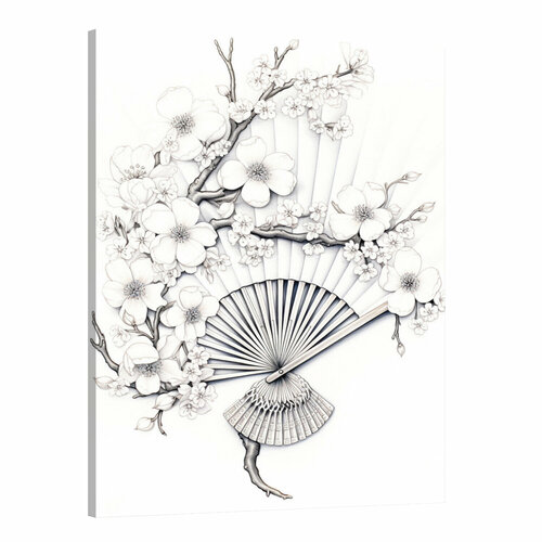 Интерьерная картина 50х70 "Японские веера: изысканность и элегантность"