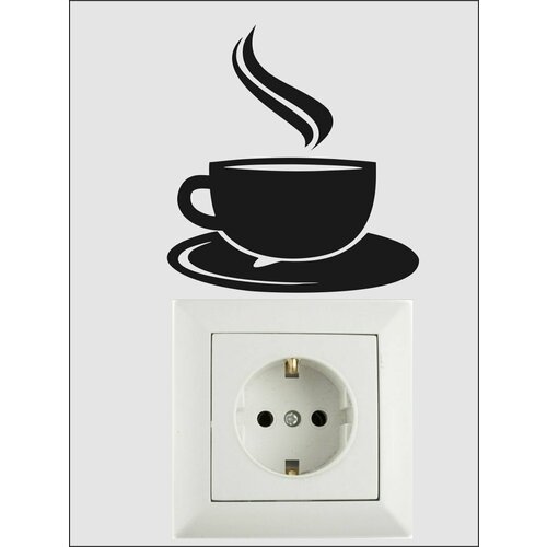 Наклейка интерьерная "Чашка кофе" на розетку или выключатель