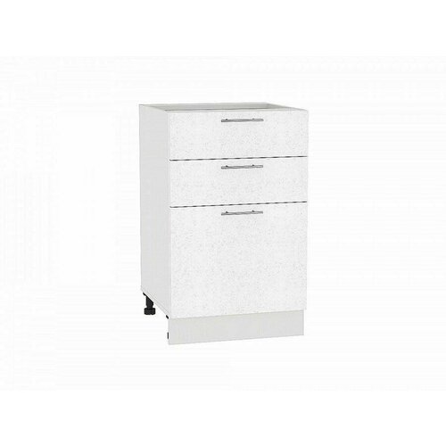 Напольный модуль для кухни Шкаф нижний с 3-мя ящиками Валерия-М 816*500*478 Белый металлик / Белый
