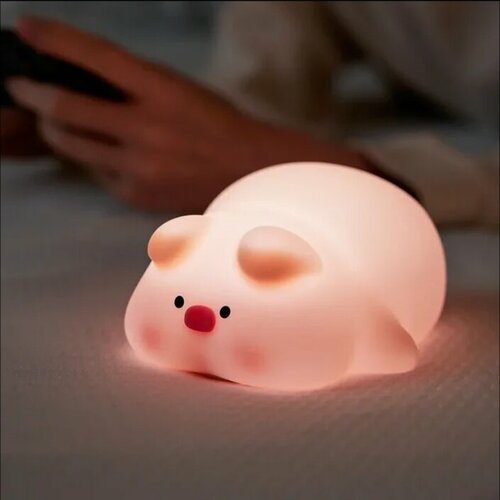 Ночник беспроводной детский Милая свинка (с зарядным кабелем USB) светильник, свинка