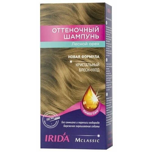 IRIDA Оттеночный шампунь для волос М Classic Лесной орех, 75 мл, 24 шт в коробке