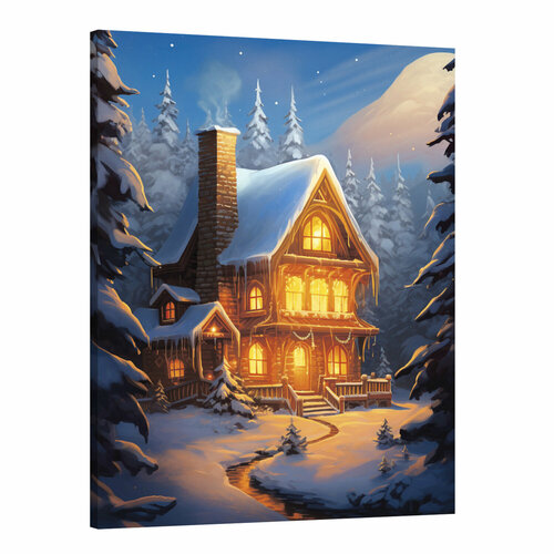 Интерьерная картина 50х70 "Зимний домик"