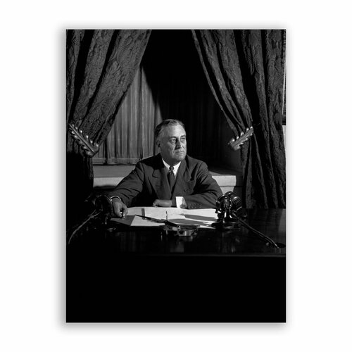 Постер, плакат на бумаге / Франклин Рузвельт - 32-й президент США / Размер 30 x 40 см