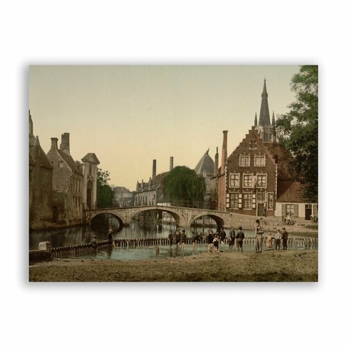 Постер, плакат на бумаге / Convent bridge of Notre Dame, Bruges, Belgium / Размер 30 x 40 см