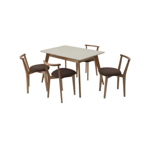 Стол ZiP-mebel Сканди 120 со стульями Франк Натур/Натур/Велюр Коричневый
