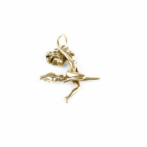 Подвеска Sirius Jewelry Ведьма на метле, серебро, 925 проба, золочение