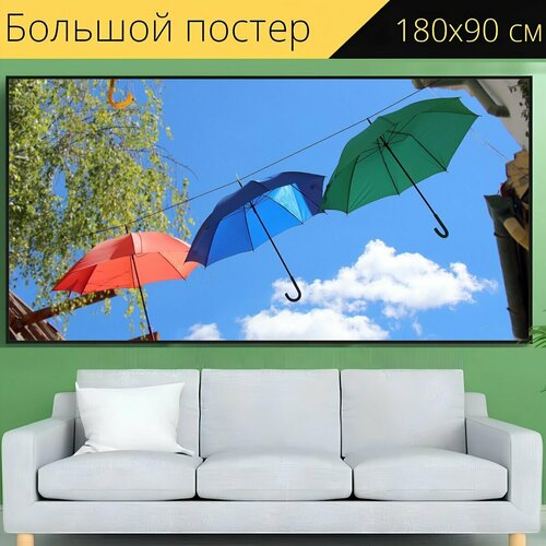 Большой постер "Зонтик, на открытом воздухе, венгрия" 180 x 90 см. для интерьера