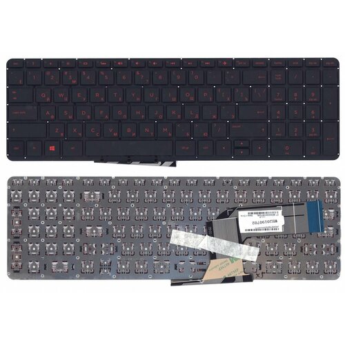 Клавиатура для HP Envy 15-K100 черная с красной подсветкой