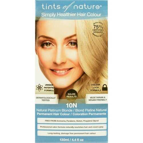 Tints of Nature Стойкая гель - краска для волос органическая без аммиака, оттенок 10N Платиновый блондин