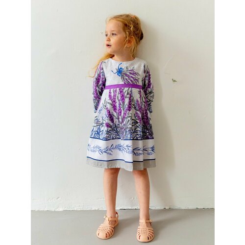 Платье MOUN, размер 104-110, фиолетовый, белый