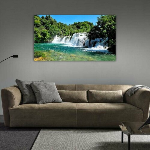 Картина на холсте 60x110 LinxOne "Пейзаж вода парк водосток" интерьерная для дома / на стену / на кухню / с подрамником