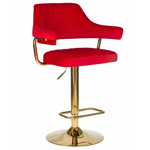 Стул барный DOBRIN CHARLY GOLD LM-5019_Golden цвет сиденья красный велюр (MJ9-45), цвет основания золото