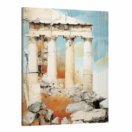 Интерьерная картина 50х70 "Греция: умиротворение в белом"