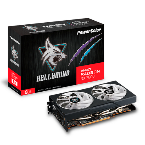Видеокарта PowerColor PCI-E 4.0 AMD Radeon RX 7600 Hellhound 8192Mb 128 GDDR6 RX7600 8G-L/OC