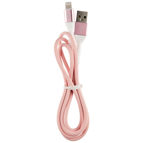Дата-кабель Smartbuy 8pin кабель в TPE оплетке Flow 3D, 1м. металлический наконечник, <2А (iK-512FL rose), пакет, розовый