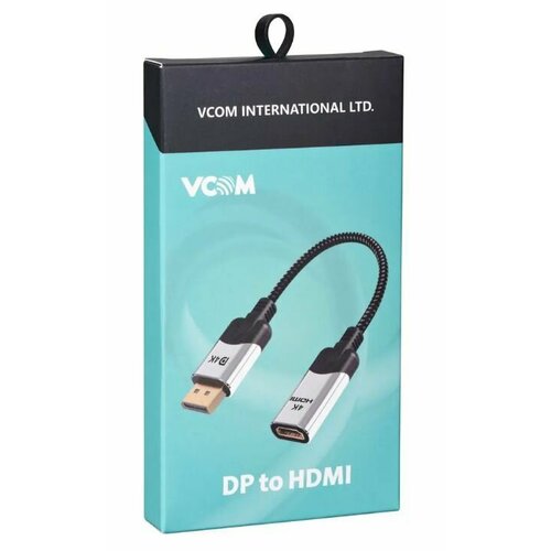 Адаптер DisplayPort HDMI(M/F) VCOM 4K 60Hz 0.15 м медь оплётка (CG621M-0.15)