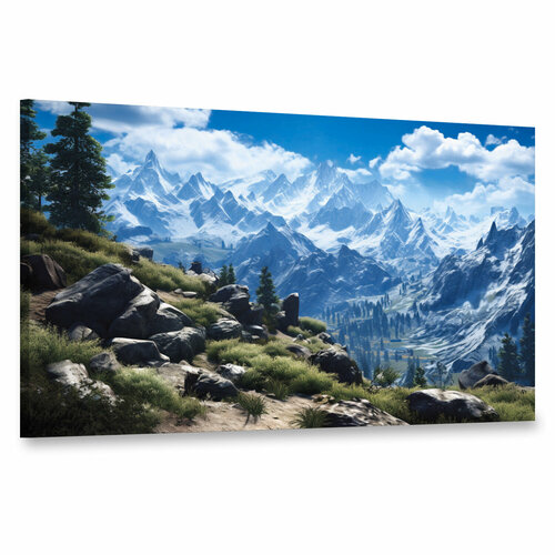 Интерьерная картина 100х60 "Пик горы: взгляд с вершины"