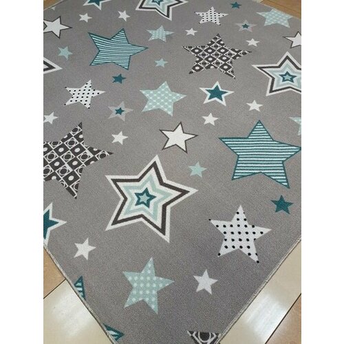 Детский ковер-палас звезды сияют серый Детский коврик 1.5 x 2.5 м.