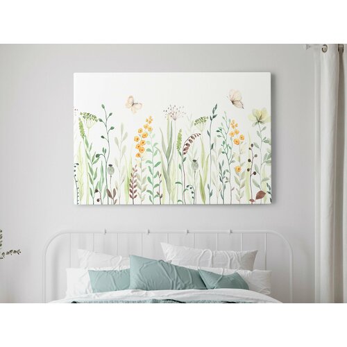 Интерьерная картина "Полевые цветки" на натуральном хлопковом холсте, большая, размер 30 на 45/ 30х45 см