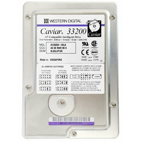 Жесткий диск Western Digital WD33200 3.2Gb 5200 IDE 3.5" HDD