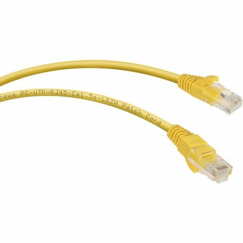 Патч-корд U/UTP Cabeus PC-UTP-RJ45-Cat.5e-0.5m-YL-LSZH категория 5е, 2xRJ45/8p8c, неэкранированный, желтый, LSZH, 0.5м