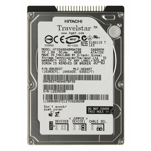 Жесткий диск Hitachi HTS548040M9AT00 40Gb 5400 IDE 2,5" HDD