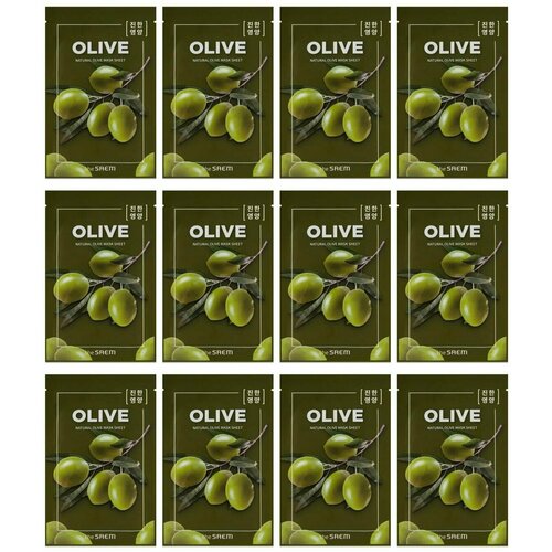 The Saem Маска Natural olive mask sheet, На тканевой основе, 21 мл, 12 шт
