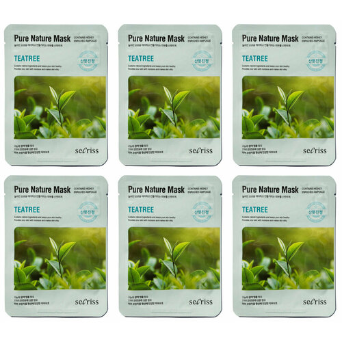 Anskin Маска для лица тканевая Secriss Pure Nature Mask Pack-Teatree 25мл,6 шт/уп/