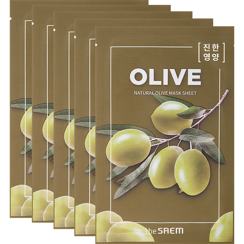 Маска для лица тканевая с экстрактом оливы The Saem Natural Olive Mask Sheet, 21 мл - 5 шт (СГ до 08.2024г.)