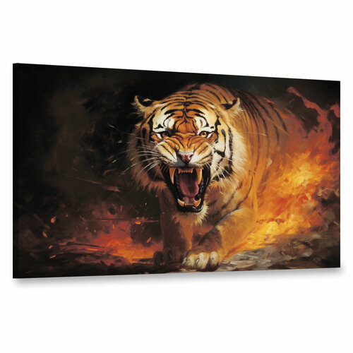 Интерьерная картина 100х60 "Шепот тигра"