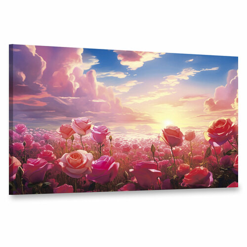 Интерьерная картина 100х60 "Розы в летнем поле"