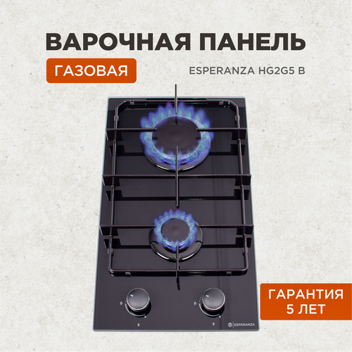 Варочная поверхность газовая ESPERANZA HG2G5 B, закаленное стекло