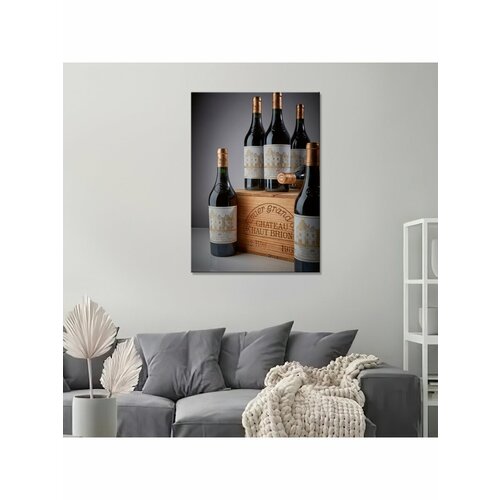 Картина на холсте с подрамником Бутылки вина 50Х70