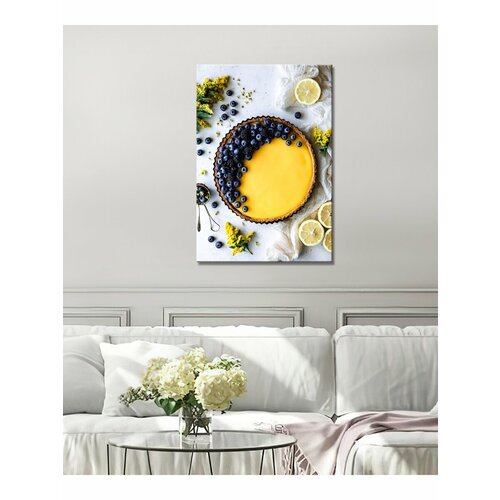 Картина на холсте с подрамником аппетитный лимонный пирог 50х70