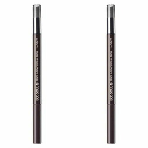 The Saem Карандаш для бровей Eco Soul Pencil & Powder Dual Brow, 03. black gray, 0,5грх0,3гр, 2 шт