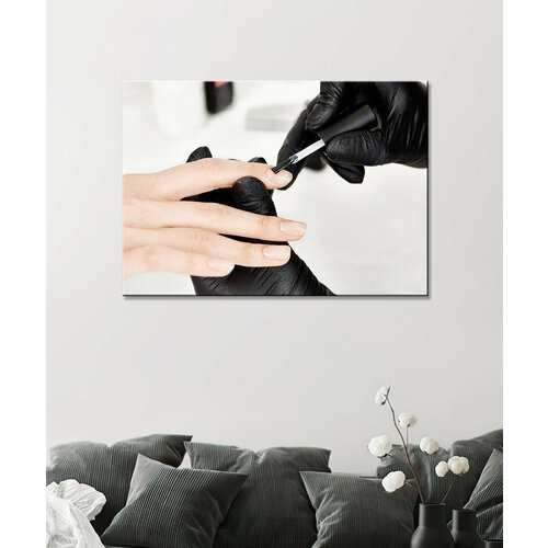 Картина на холсте для интерьера - "Бьюти маникюр, салон красоты, гель лак (11) 30х40"